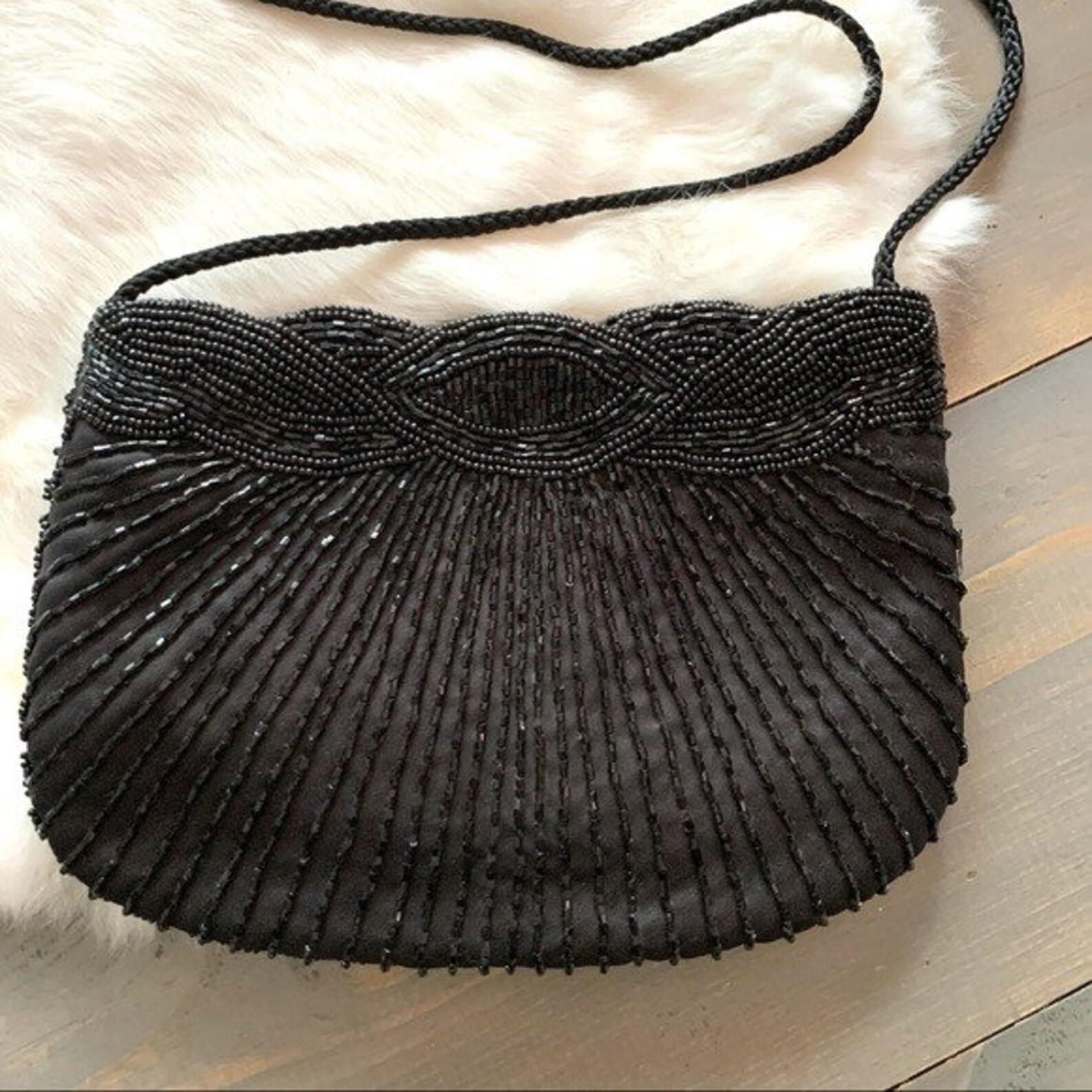 Vintage Partners Mervyns Black Beaded Evening Bag - Etsy