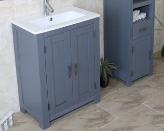 Bathroom Vanity Unit Solid Oak Ceramic Inset Basin 310INSET - Etsy UK