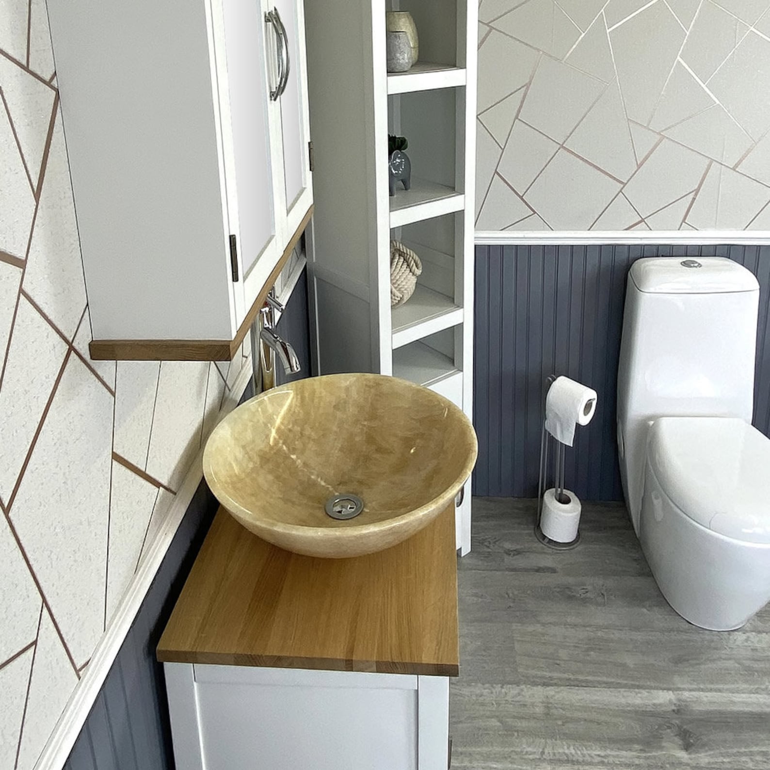 Cloakroom Small Compact Oak Bathroom Modern Vanity Cabinet and - Etsy UK