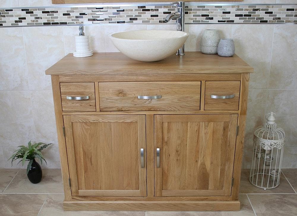 Bathroom Vanity Unit Oak Cabinet Furniture Wash Stand & Stone | Etsy
