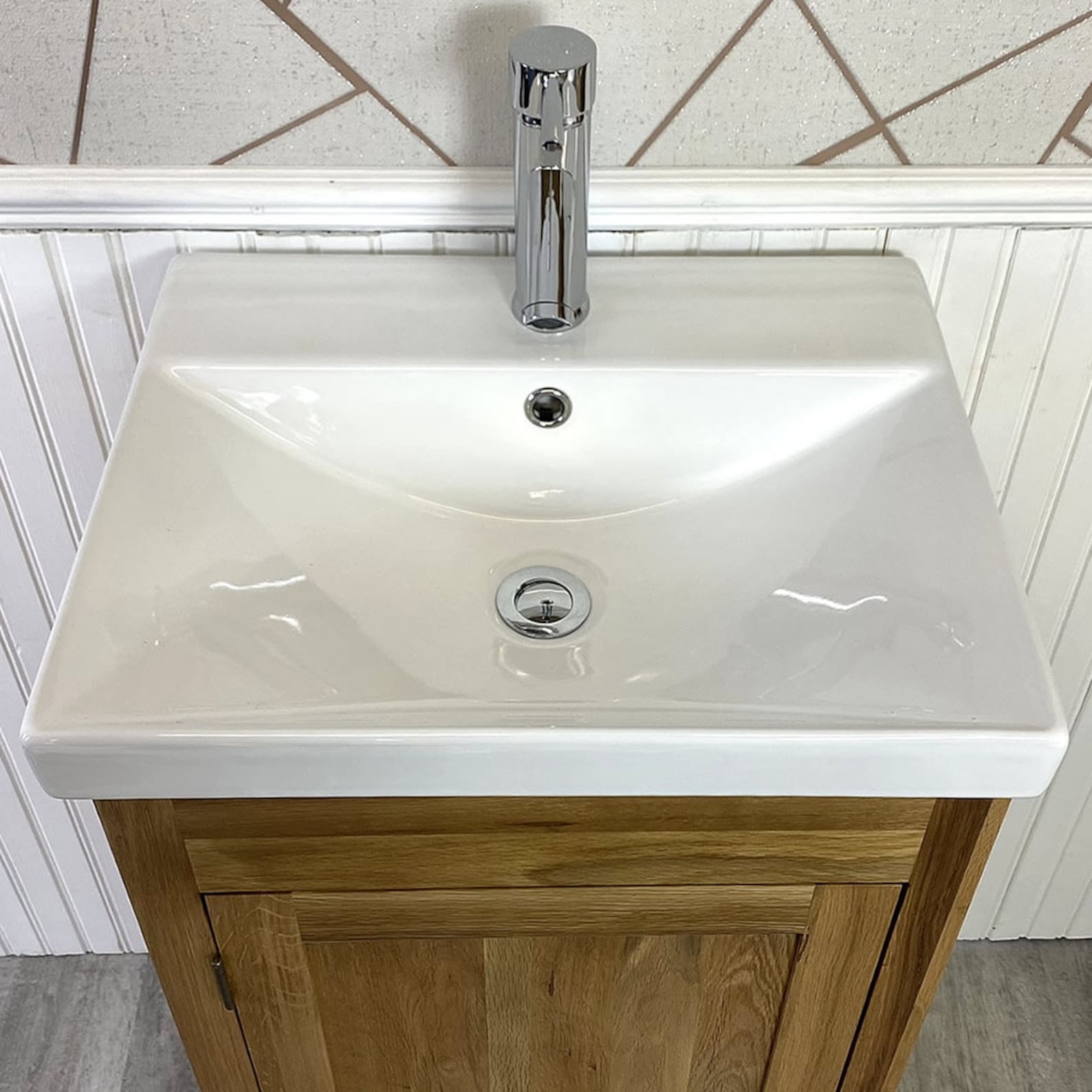 Slimline Bathroom Cabinet Vanity Unit | Solid Oak Furniture | Inset ...
