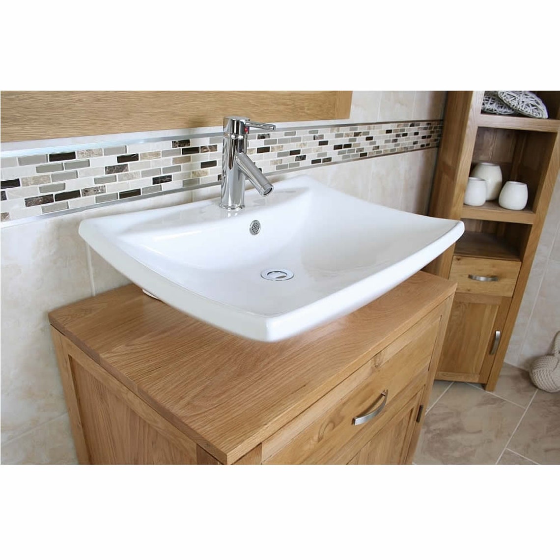 Solid Oak Vanity Unit Oak Top Unit Ceramic Basin 502CB016 | Etsy UK