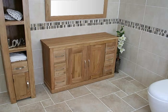 Oak Bathroom Vanity Unit COR02B - Etsy UK