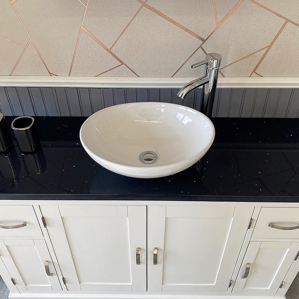 Off White Painted Bathroom Vanity Unit 123cm Wide With Black - Etsy UK