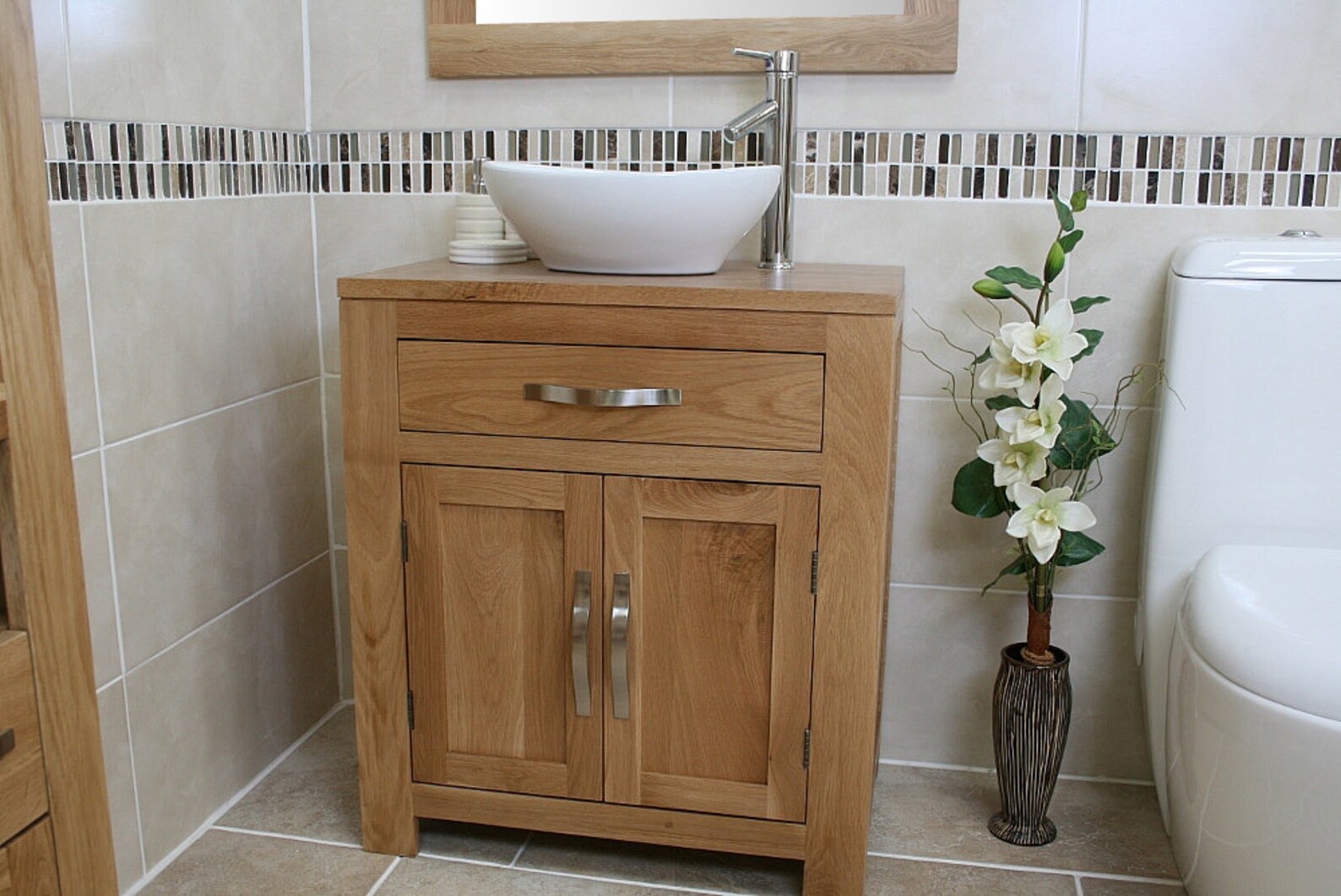 Bathroom Oak Vanity Unit Single Oak Sink Cabinet Ceramic - Etsy Singapore