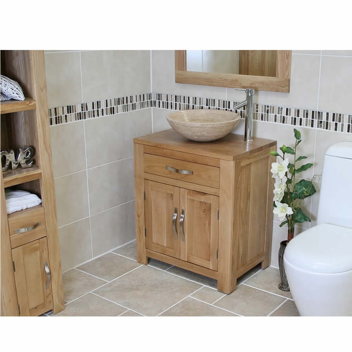 Solid Oak Vanity Unit Oak Top Cabinet With Stone Basin - Etsy UK