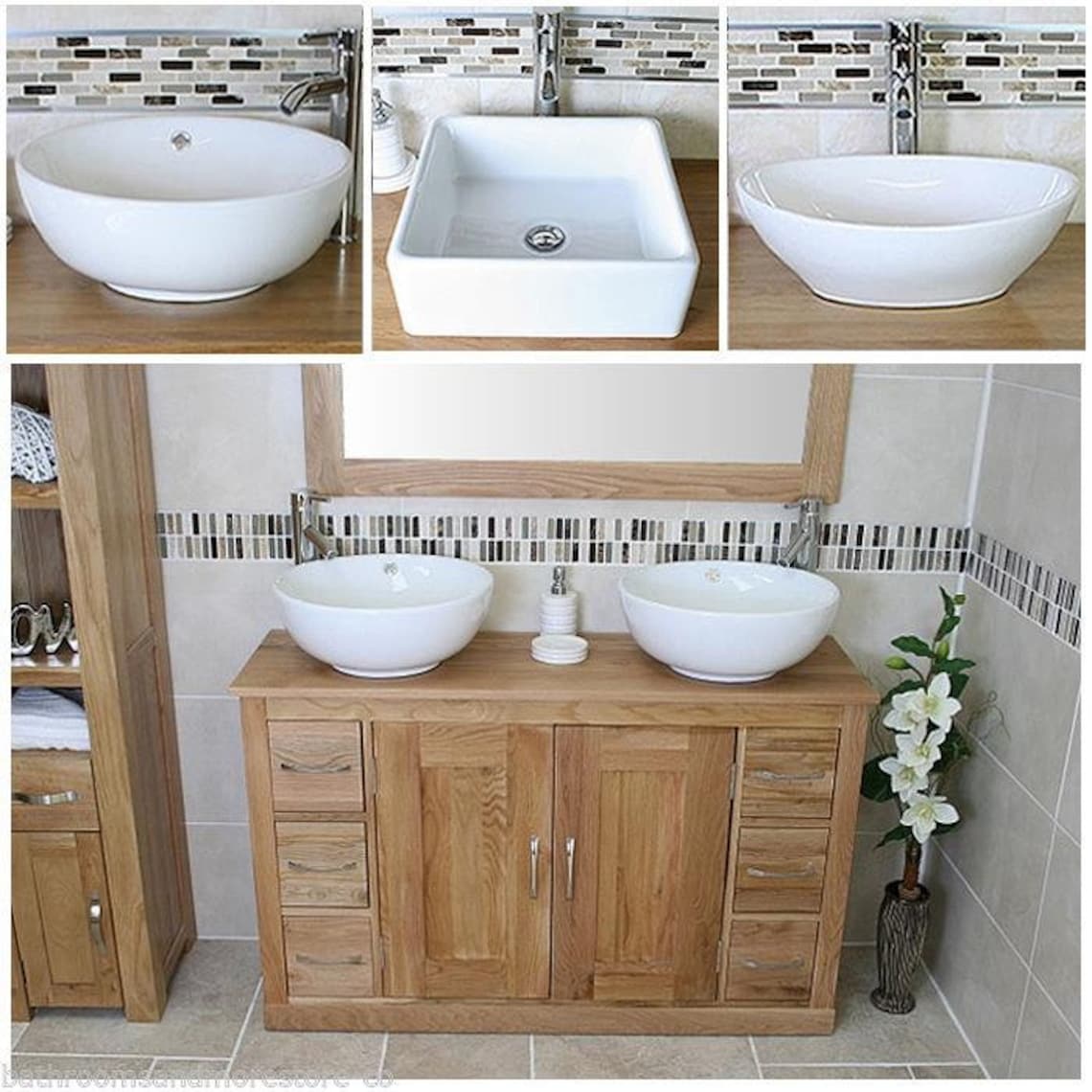 Bathroom Oak Vanity Unit Double Oak and Sink Cabinet | Etsy UK