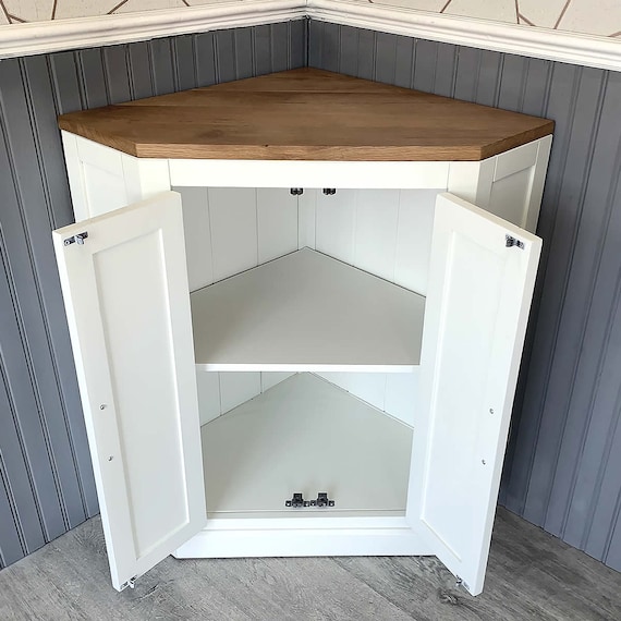 Bathroom Vanity Unit Free Standing White Painted Corner Cabinet 501BP Etsy