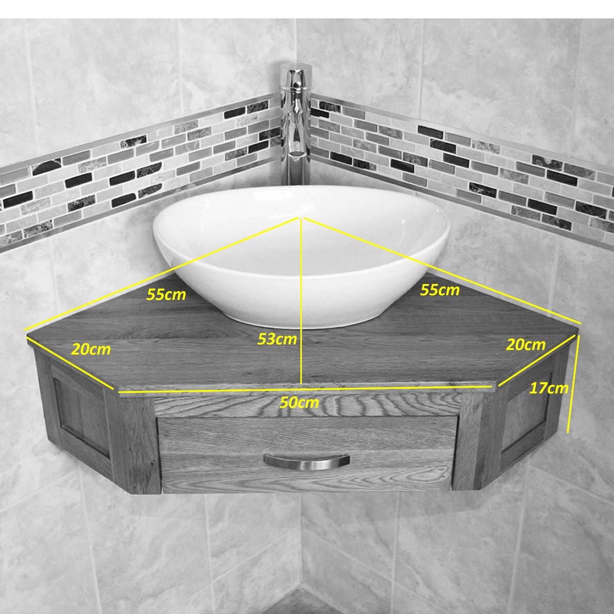 Oak Top Corner Unit Stone Basin Choice 501WSBC - Etsy UK