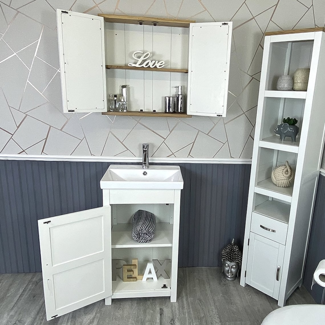 Slimline Bathroom Cabinet Vanity Unit Solid Oak Furniture - Etsy UK