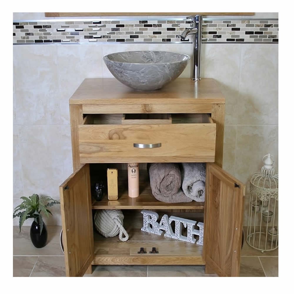Solid Oak Vanity Unit Oak Top Cabinet With Stone Basin - Etsy UK