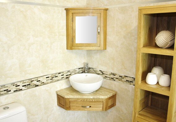 Travertine Top Corner Unit Ceramic Basin Choice 501WTTCBC - Etsy