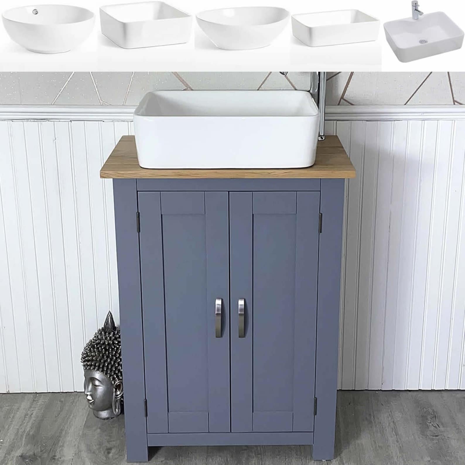 Bathroom Vanity Grey Painted Cloakroom Small Slimline Unit | Ceramic ...