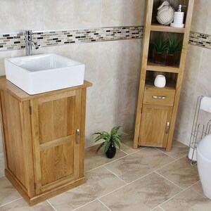 Oak Bathroom Vanity Cabinet | Solid Oak Sink Unit | Modern Cabinet Wash ...