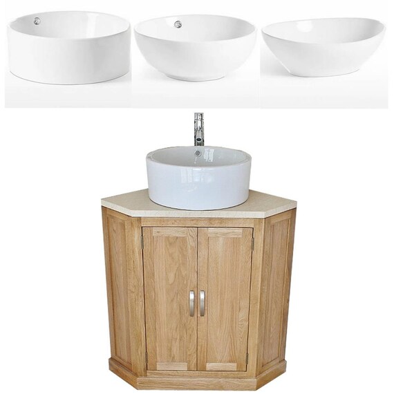Bathroom Vanity Unit Oak Corner Wash Stand Marble Ceramic Basin 501BCMCBC Etsy