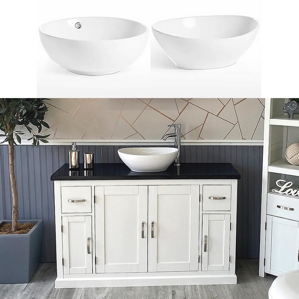 Off White Painted Bathroom Vanity Unit 123cm Wide With Black - Etsy UK