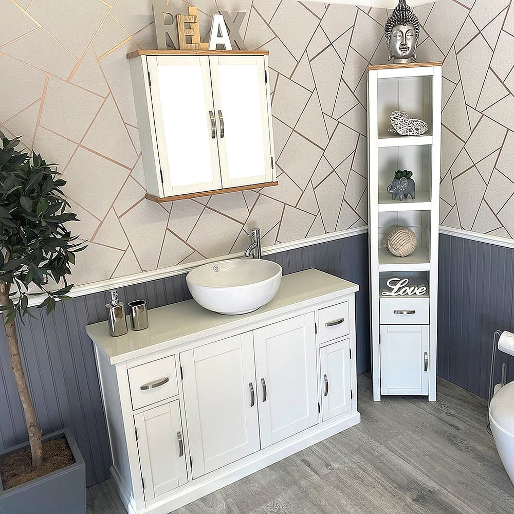 Off White Painted Bathroom Vanity Unit 123cm Wide With White | Etsy UK