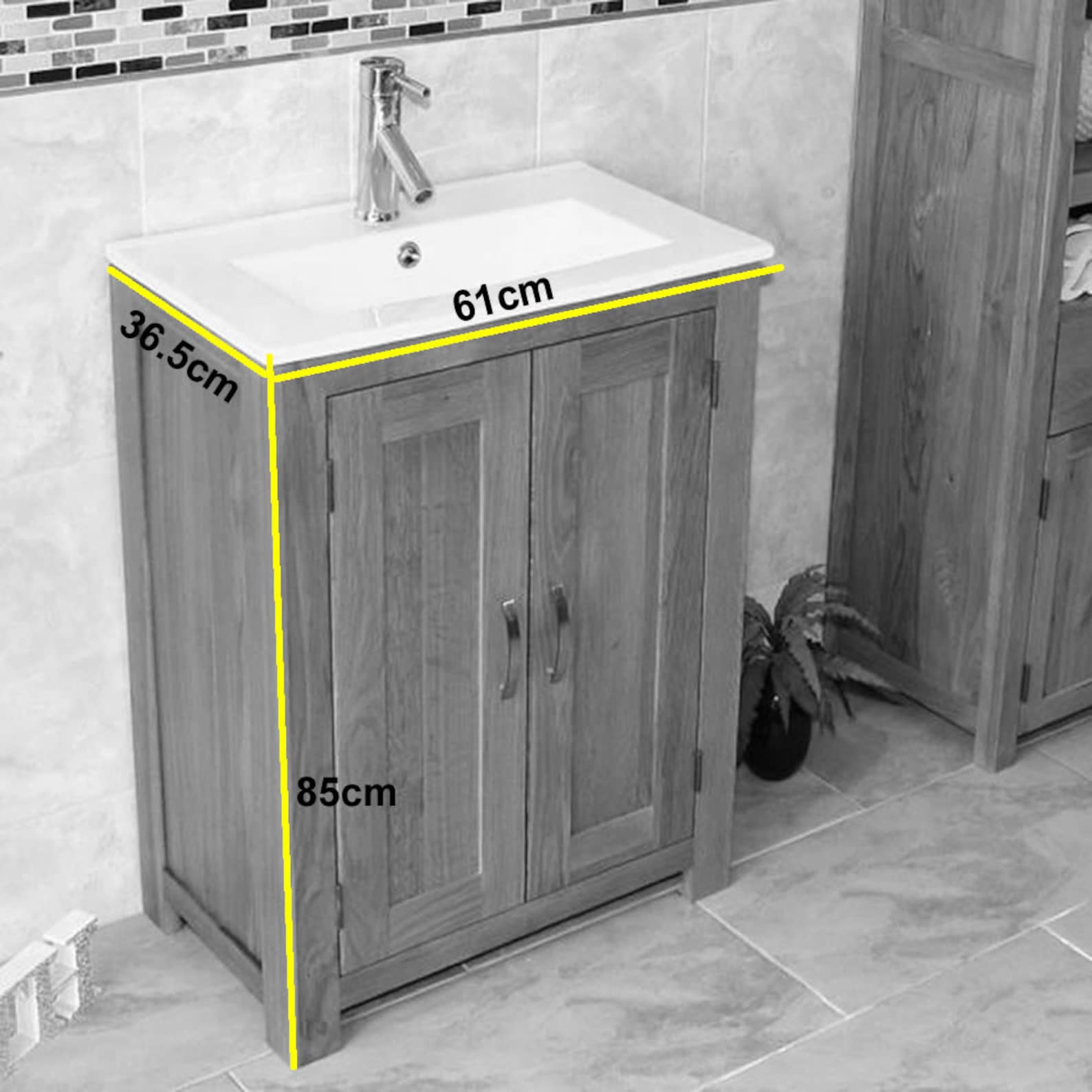 Solid Oak Bathroom Vanity Unit | Ceramic Inset Basin 310INSET - Etsy UK