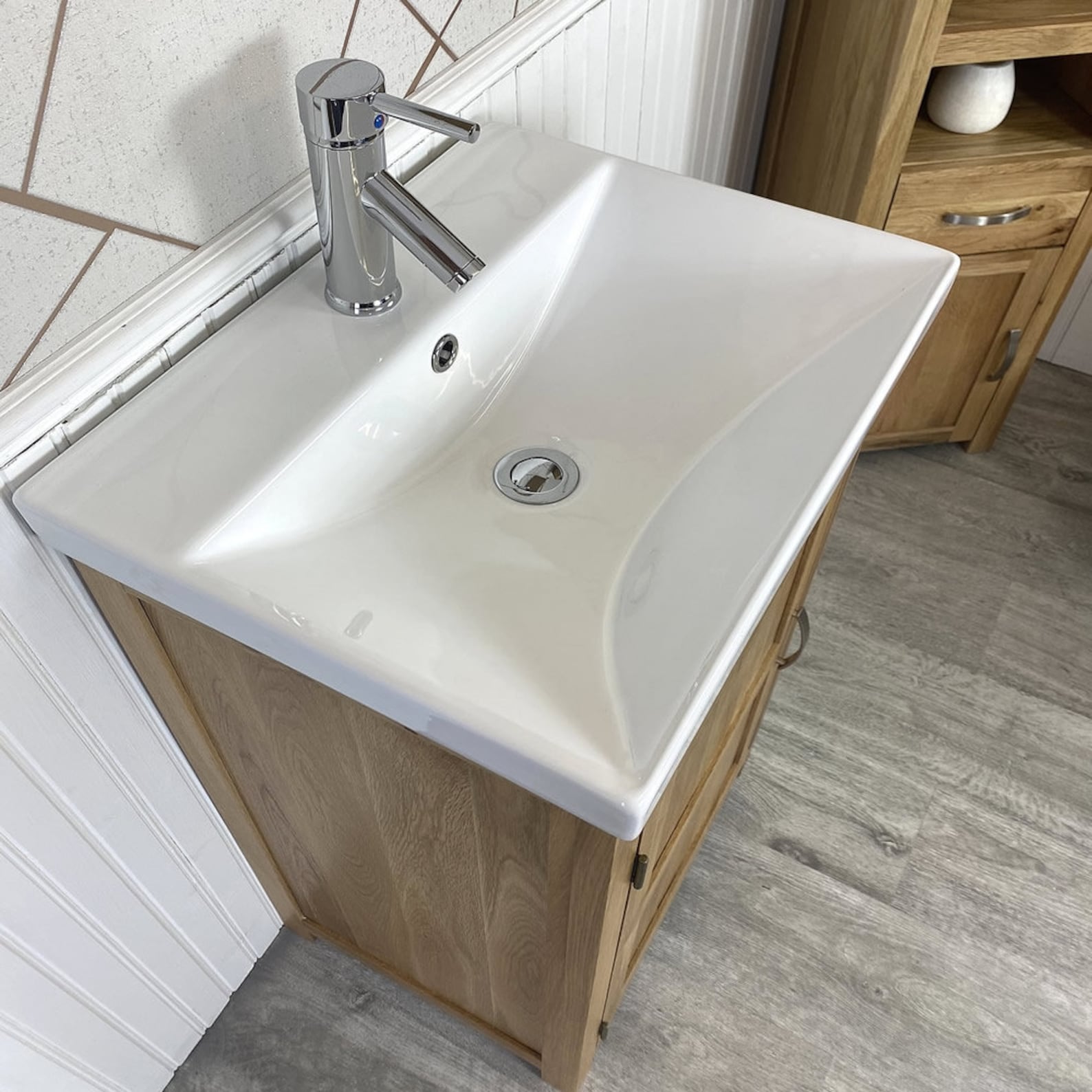 Slimline Bathroom Cabinet Vanity Unit | Solid Oak Furniture | Inset ...