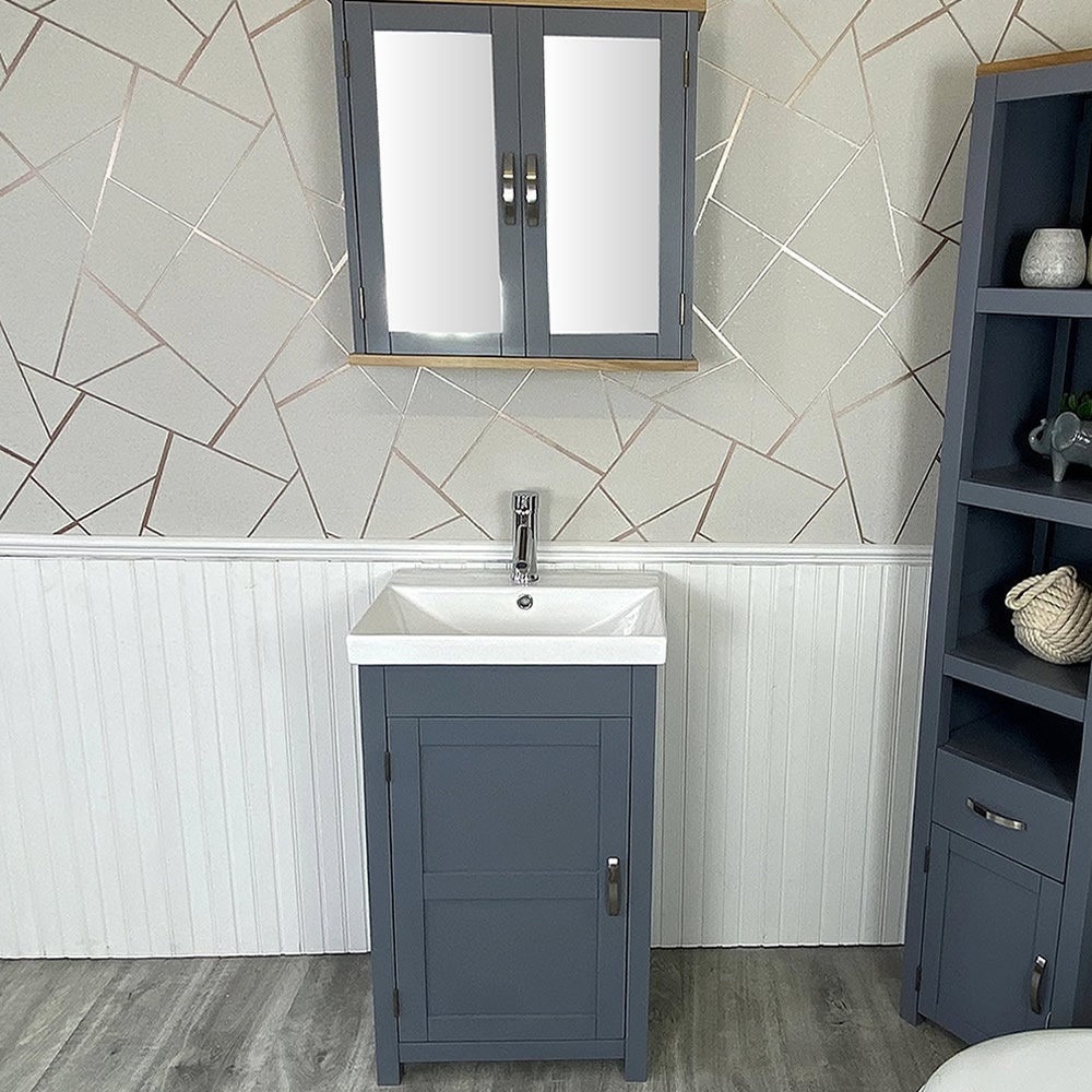 Slimline Bathroom Cabinet Vanity Unit | Solid Oak Furniture | Inset ...