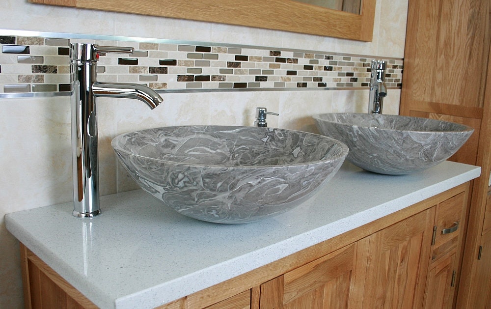 Solid Oak Bathroom Vanity Unit Cabinet Stone Basin Tap Set - Etsy Canada