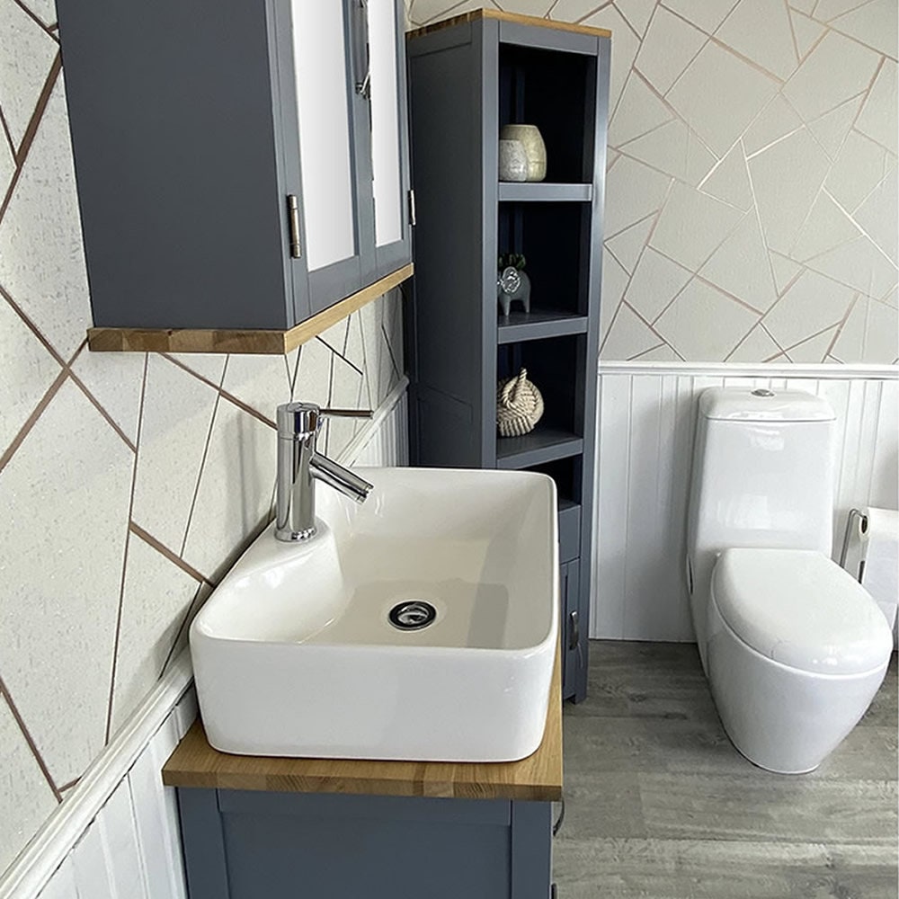 Small Compact Oak Bathroom Modern Vanity Cabinet and Ceramic | Etsy