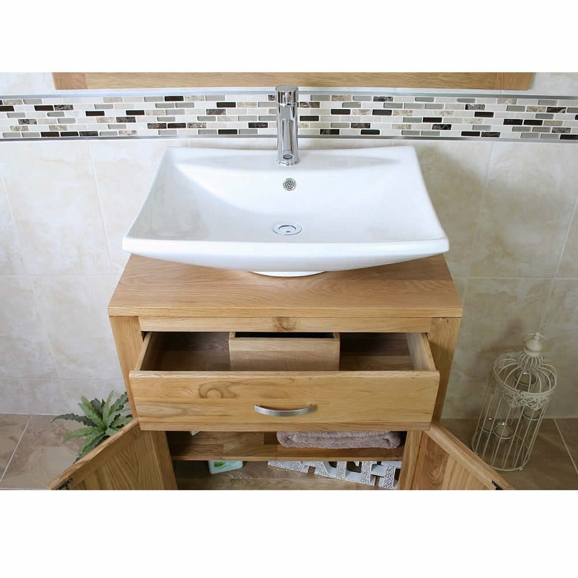 Solid Oak Vanity Unit Oak Top Unit Ceramic Basin 502CB016 | Etsy UK