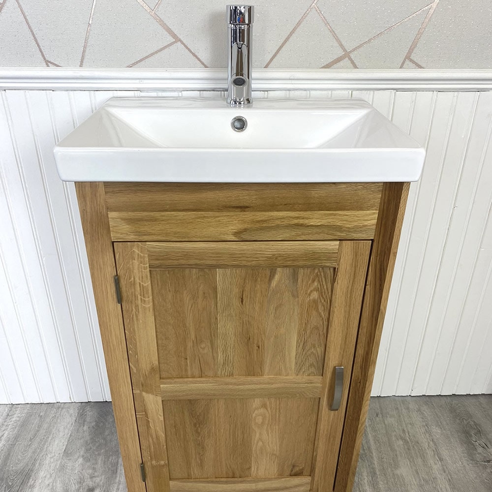 Slimline Bathroom Cabinet Vanity Unit | Solid Oak Furniture | Inset ...