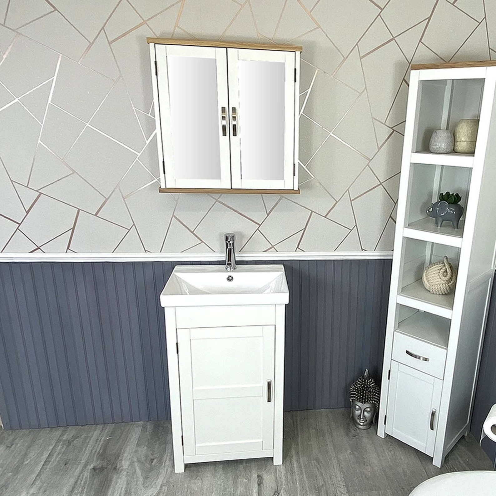 Slimline Bathroom Cabinet Vanity Unit | Solid Oak Furniture | Inset ...
