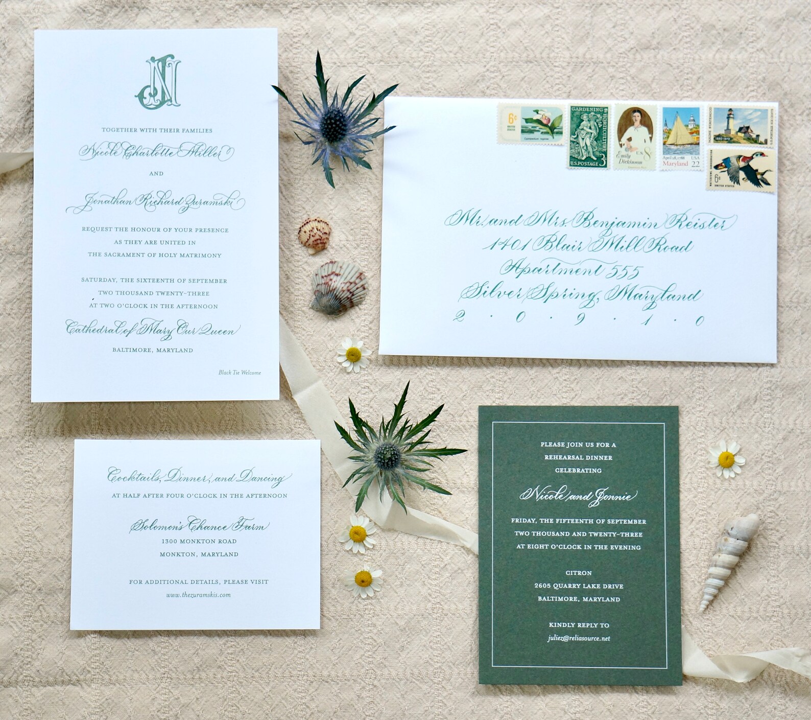 Envelope Calligraphy Classic Copperplate Calligraphy on Light Colored ...