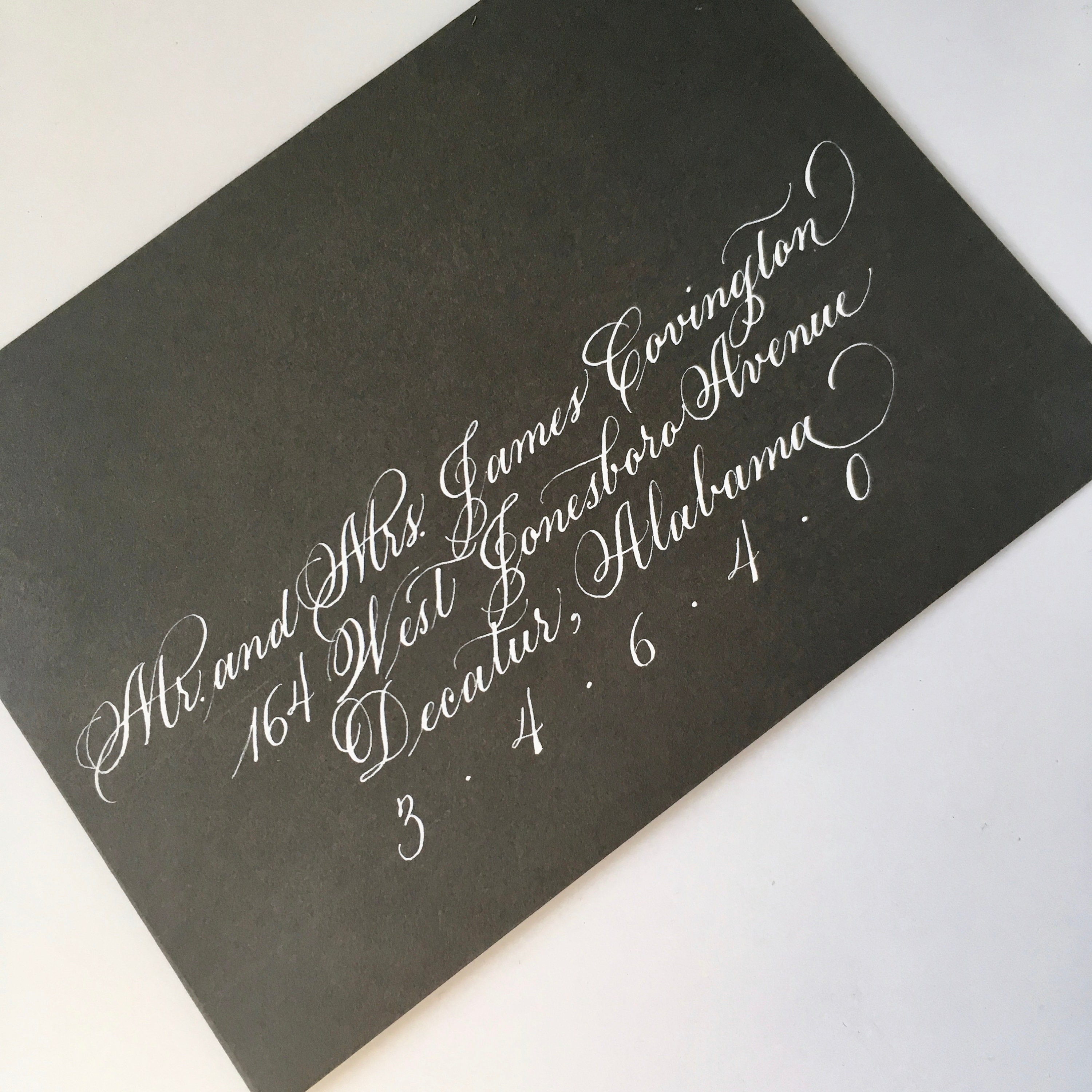 Envelope Calligraphy Classic Copperplate Calligraphy on Dark - Etsy