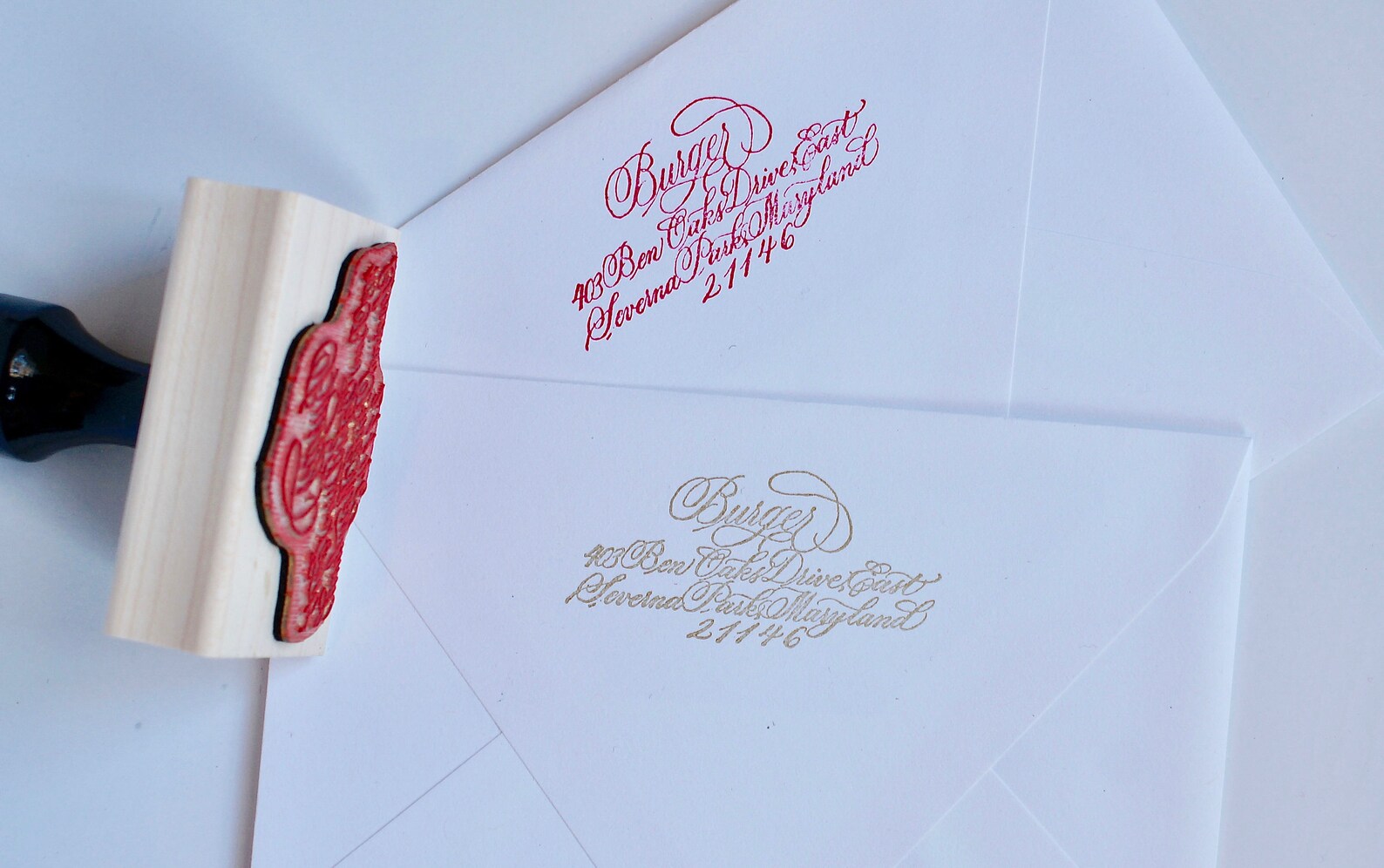Custom Calligraphy Address Stamp: Elegant Handwritten Wood Stamp - Etsy