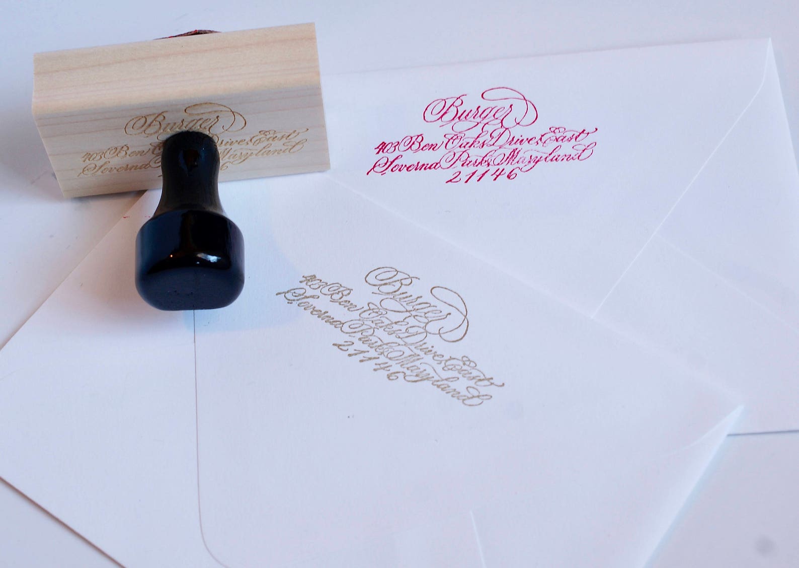 Custom Calligraphy Address Stamp: Elegant Handwritten Wood Stamp - Etsy