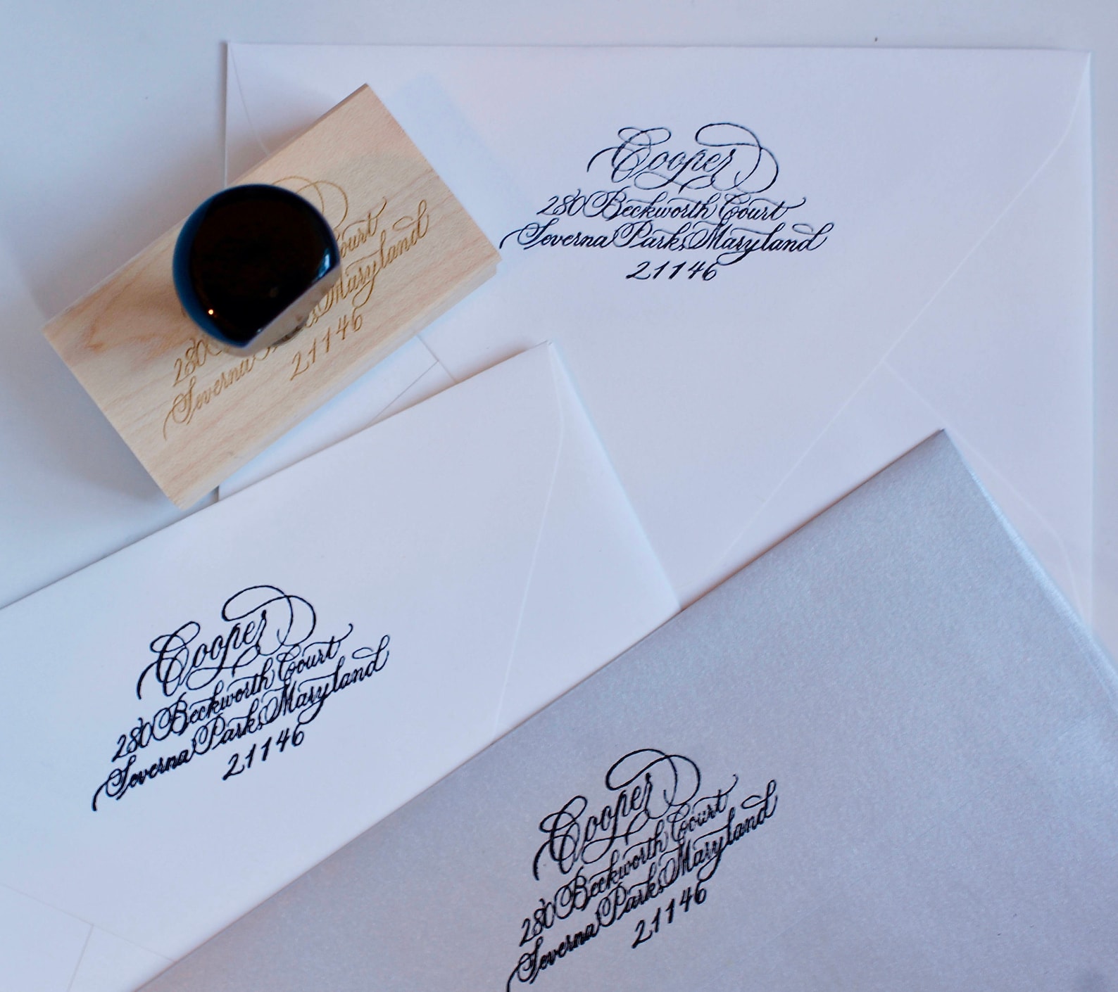 Custom Calligraphy Address Stamp: Elegant Handwritten Wood Stamp - Etsy