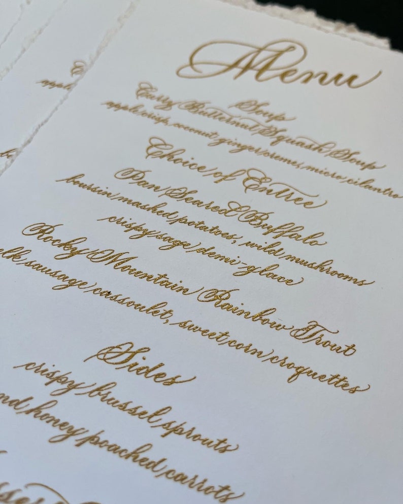 Calligraphy Menus for Your Wedding or Event Custom Full | Etsy