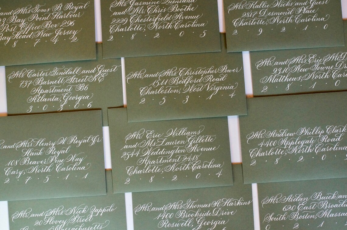 Envelope Calligraphy Classic Copperplate Calligraphy on Dark - Etsy