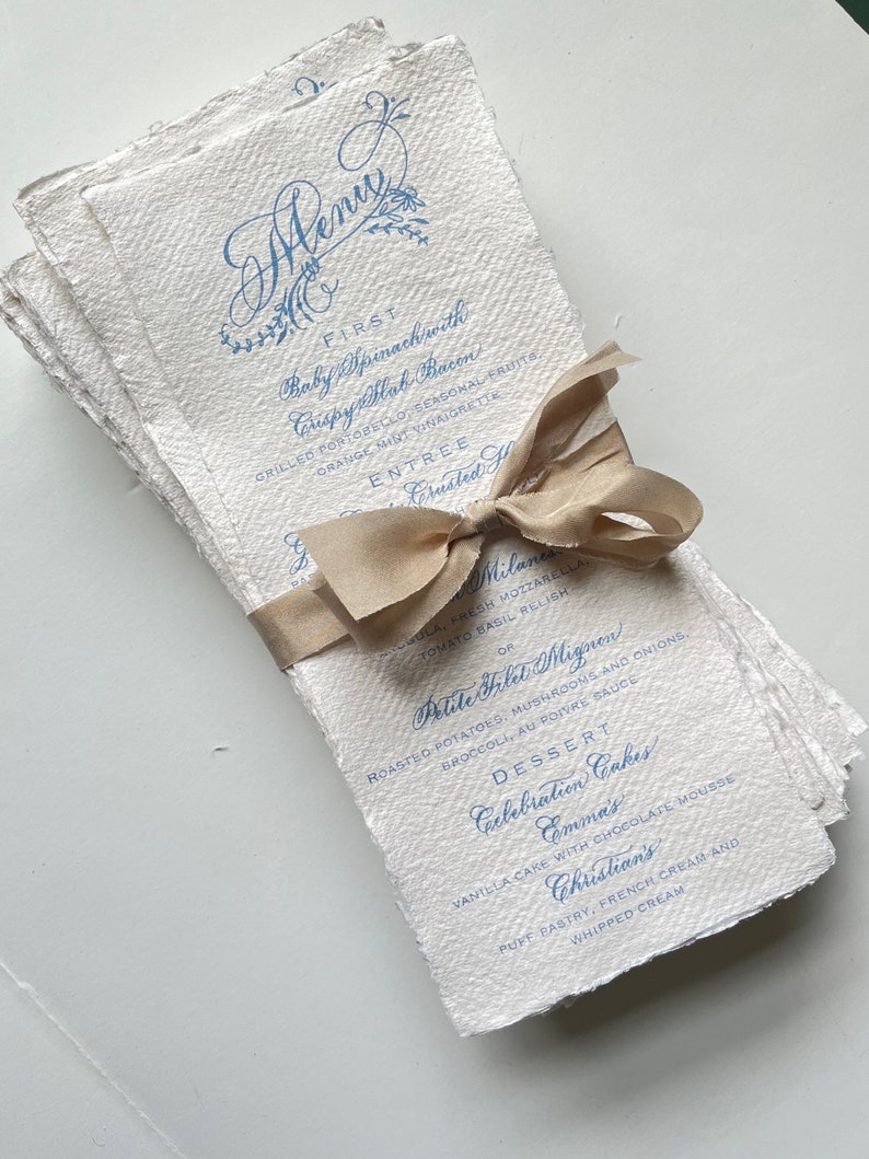 Calligraphy Menus for Your Wedding or Event Custom Full Calligraphy ...