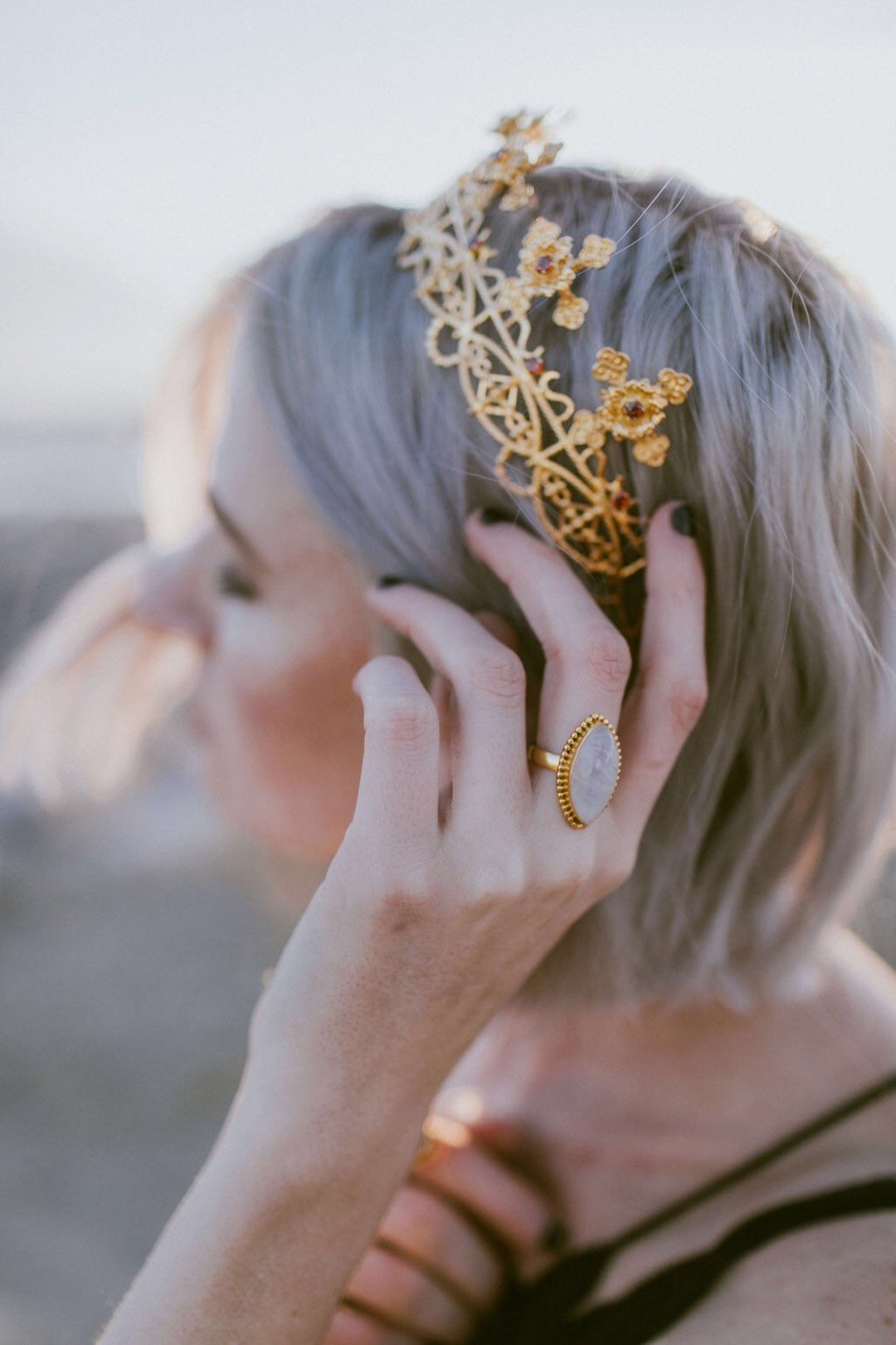 Gold Jeweled Crown, Divinity Crown, Divine Feminine Jewelry, Crystal ...