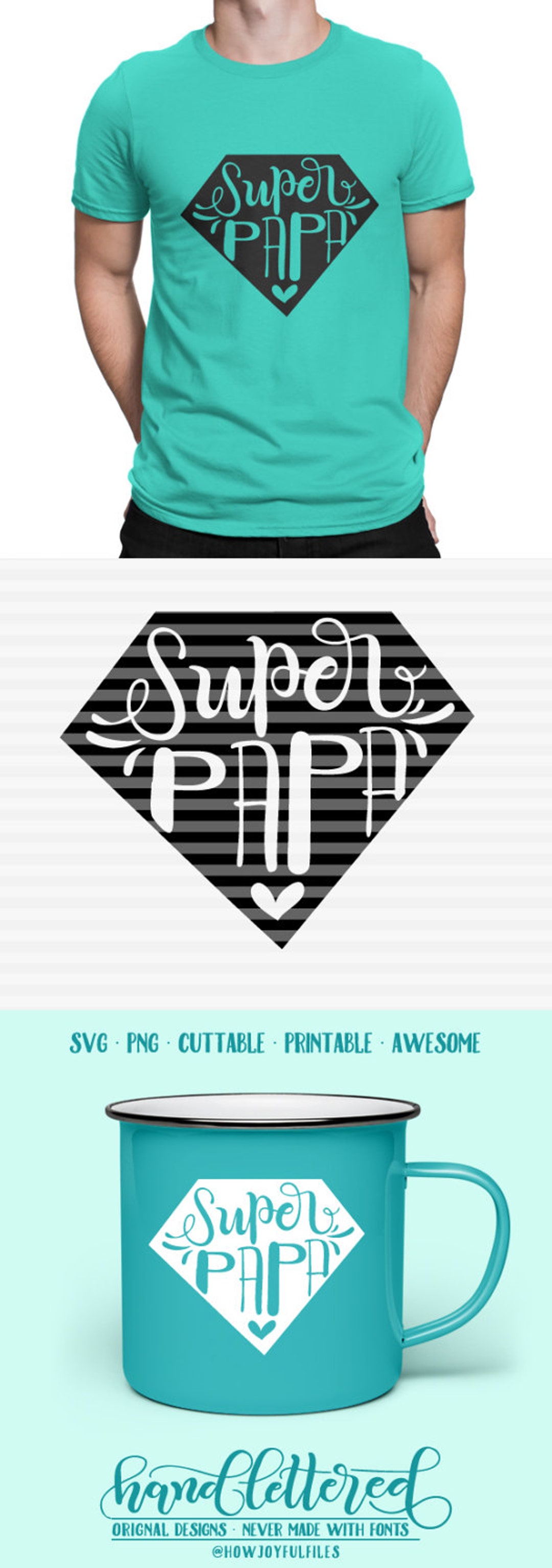 Super Papa - SVG - PDF - DXF - Hand Drawn Lettered Cut File - Graphic ...