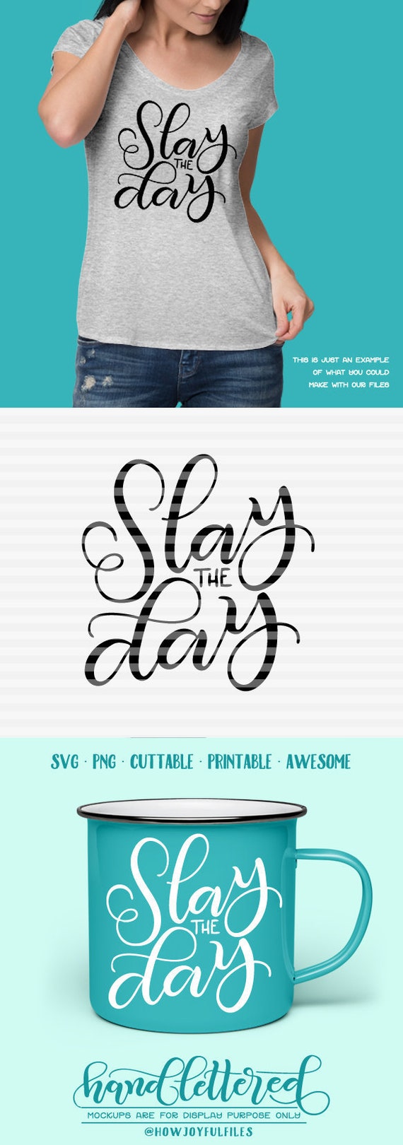 Slay the day Motivational SVG PDF DXF hand drawn | Etsy