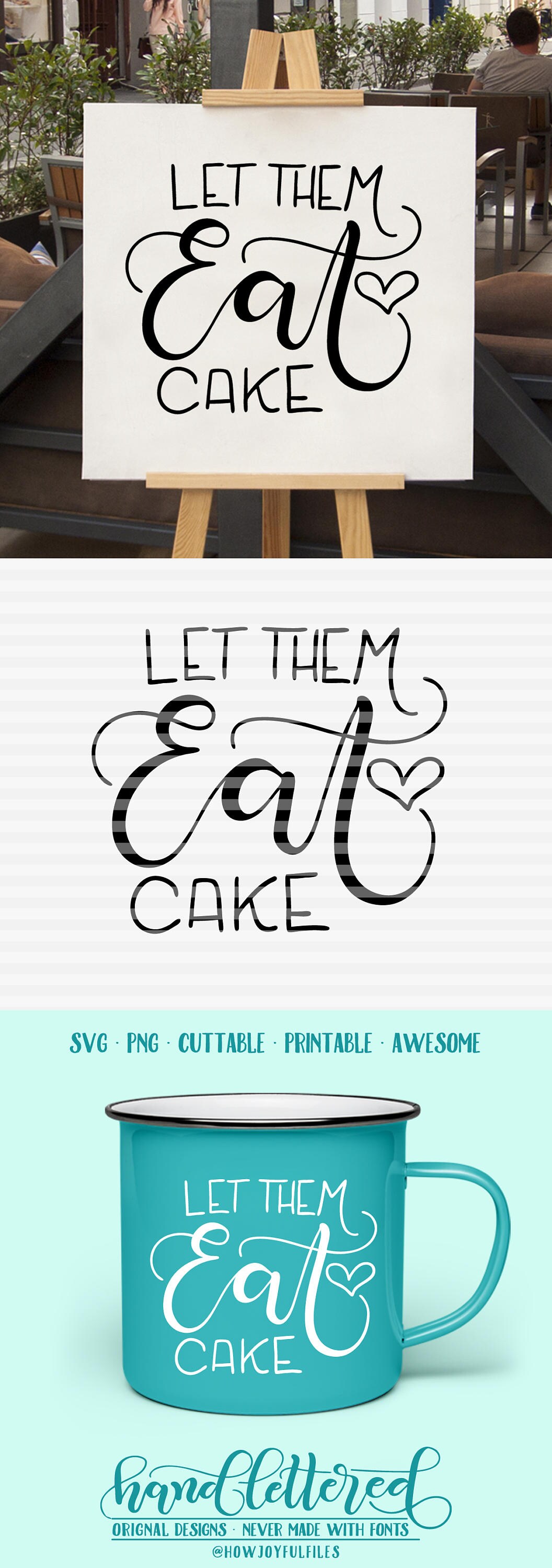 Let them eat cake SVG PDF DXF hand drawn lettered cut | Etsy