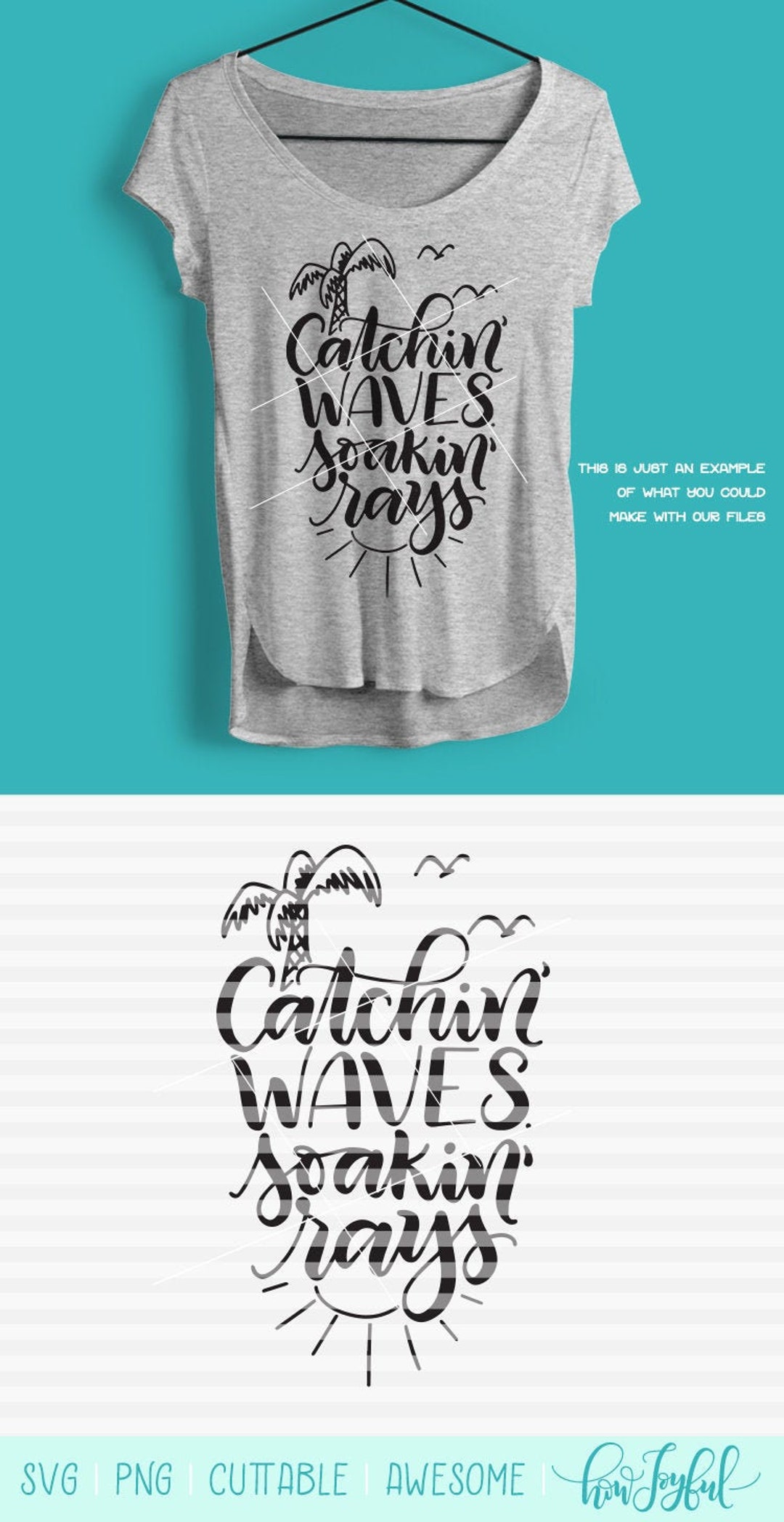 Catching' Waves. Soakin' Rays SVG PDF DXF Hand - Etsy