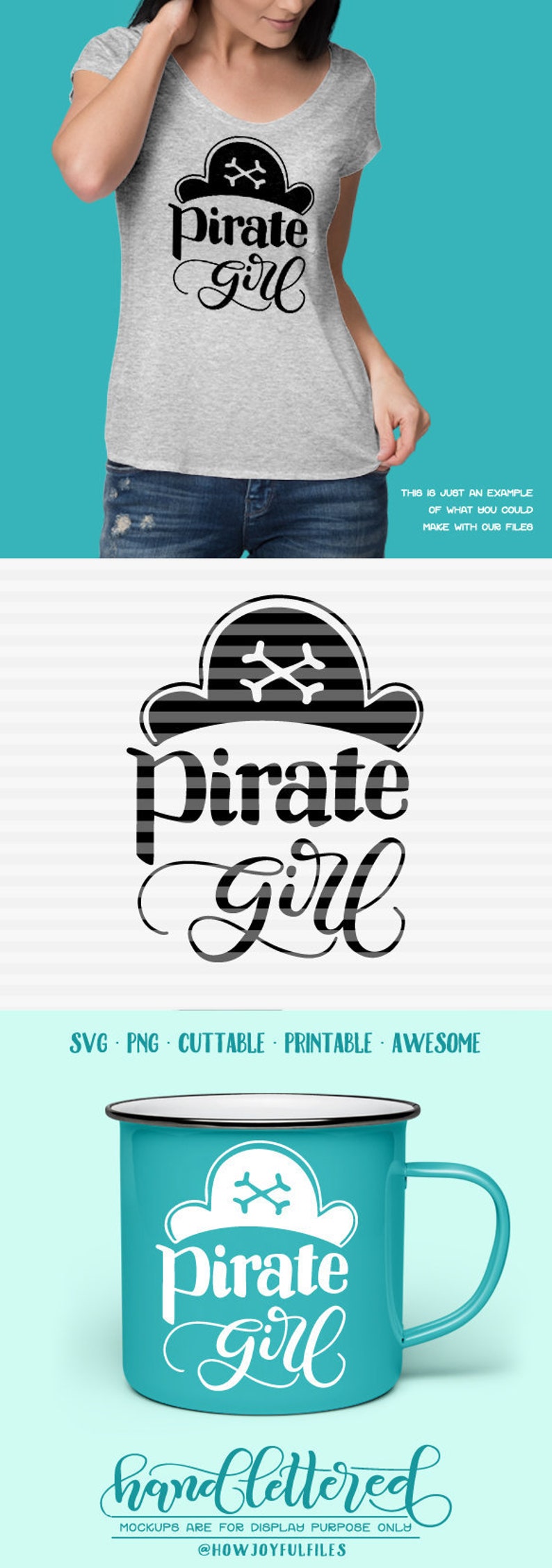 Pirate Girl SVG PDF DXF Hand Drawn Lettered Cut File - Etsy