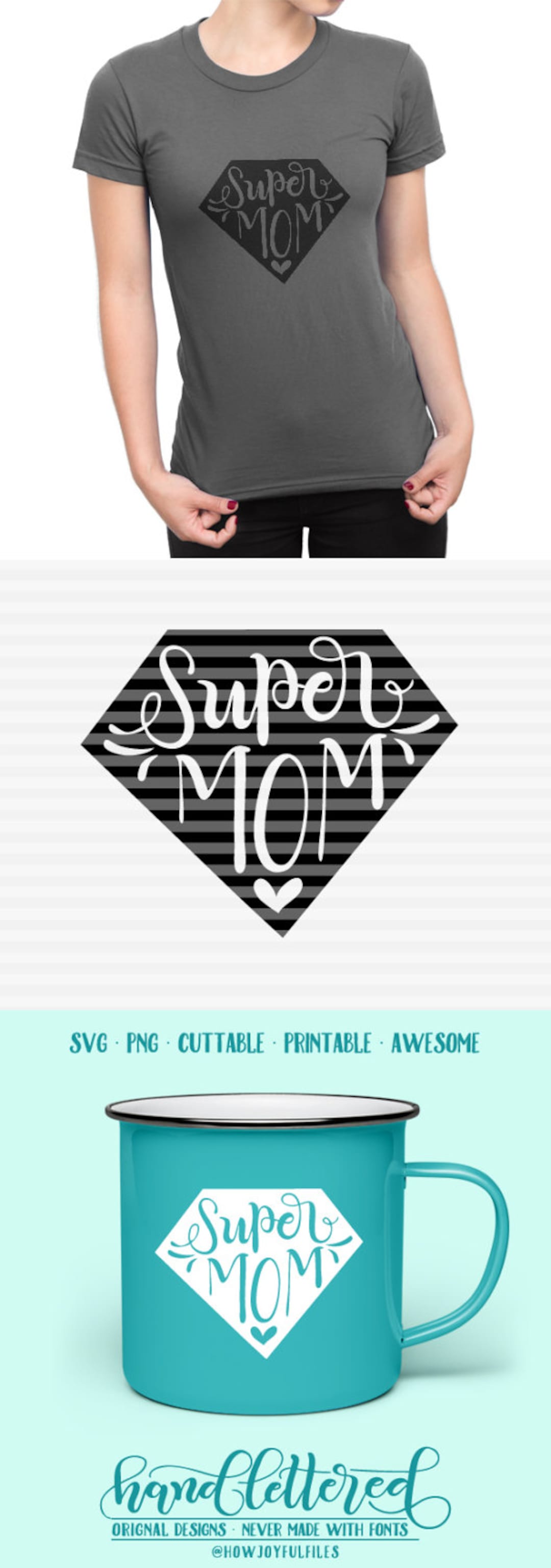 Super Mom - SVG - PDF - DXF - Hand Drawn Lettered Cut File - Graphic ...