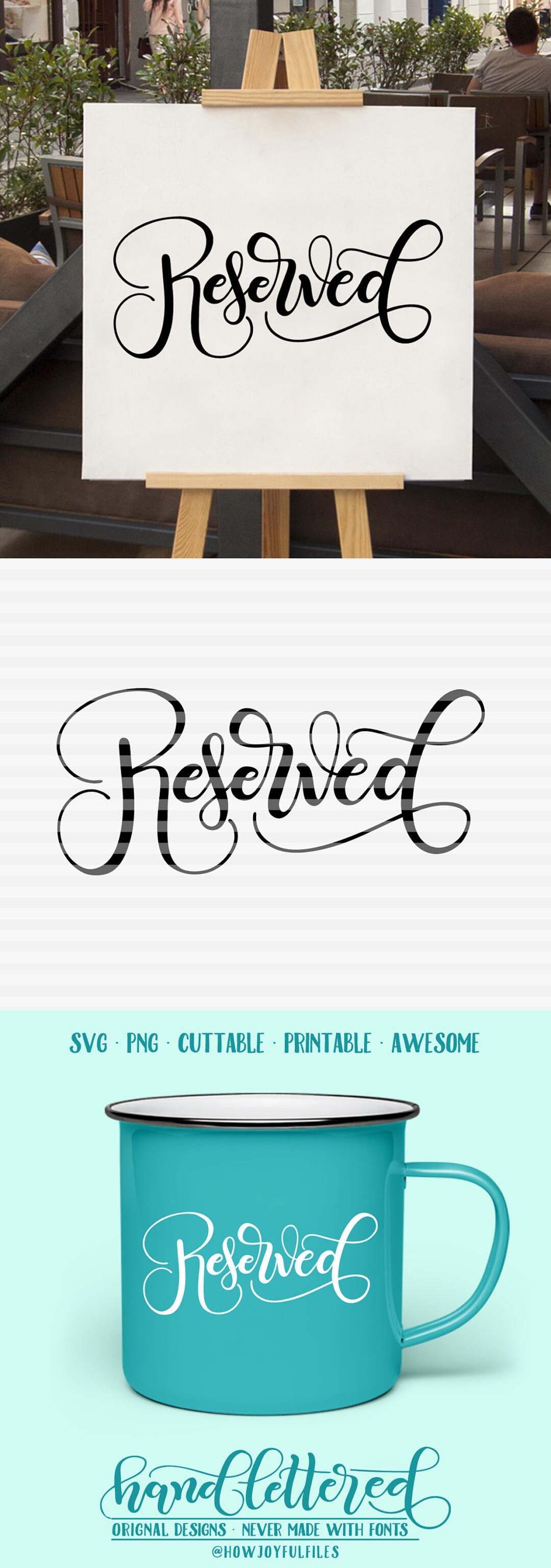 Reserved - SVG - PDF - DXF - Hand Drawn Lettered Cut File - Graphic ...
