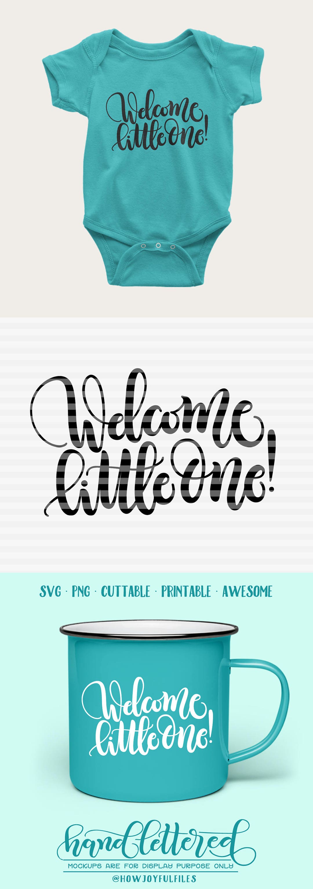 Welcome Little One! - SVG - PDF - DXF - Hand Drawn Lettered Cut File ...