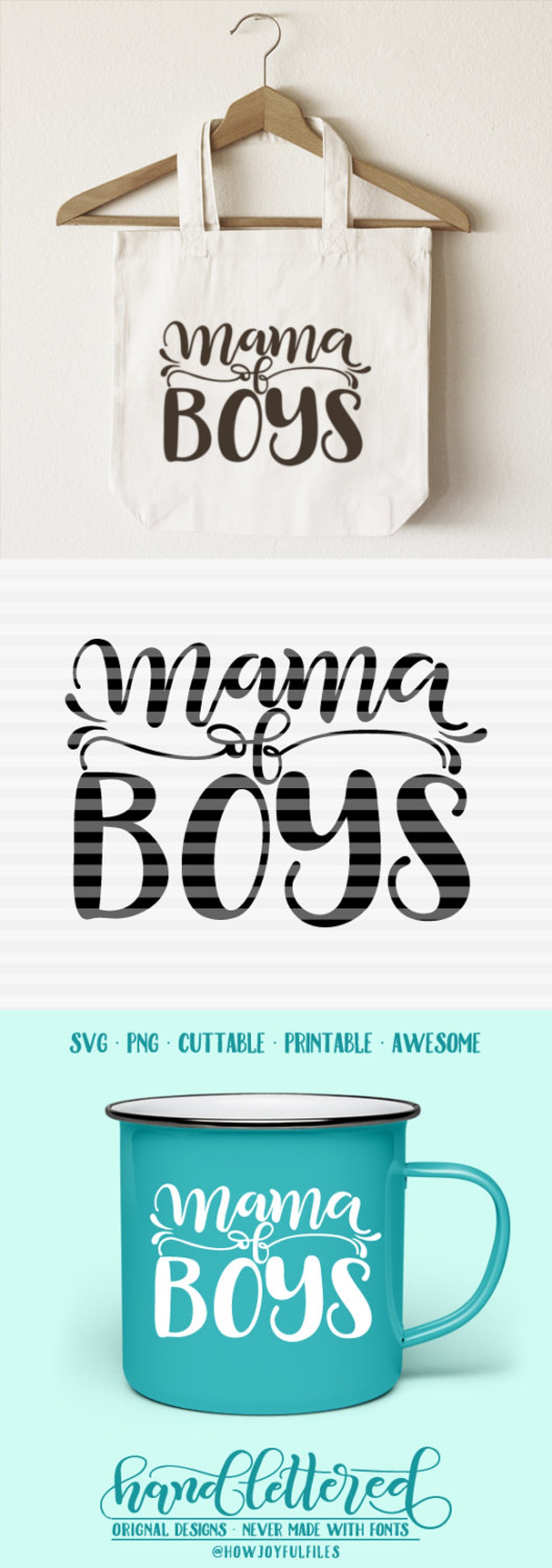 Mama of Boys - Raising Good Boys - SVG - PDF - DXF - Hand Drawn ...