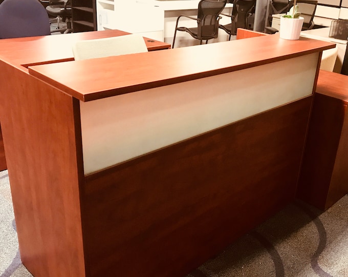 Cherry Reception Desk With 72 by 30 With a Glass Front - Etsy