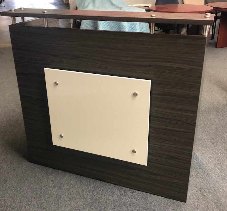 Teak Gray Reception Desk Shell – Modern Laminate Design, 48" W, 15 ...