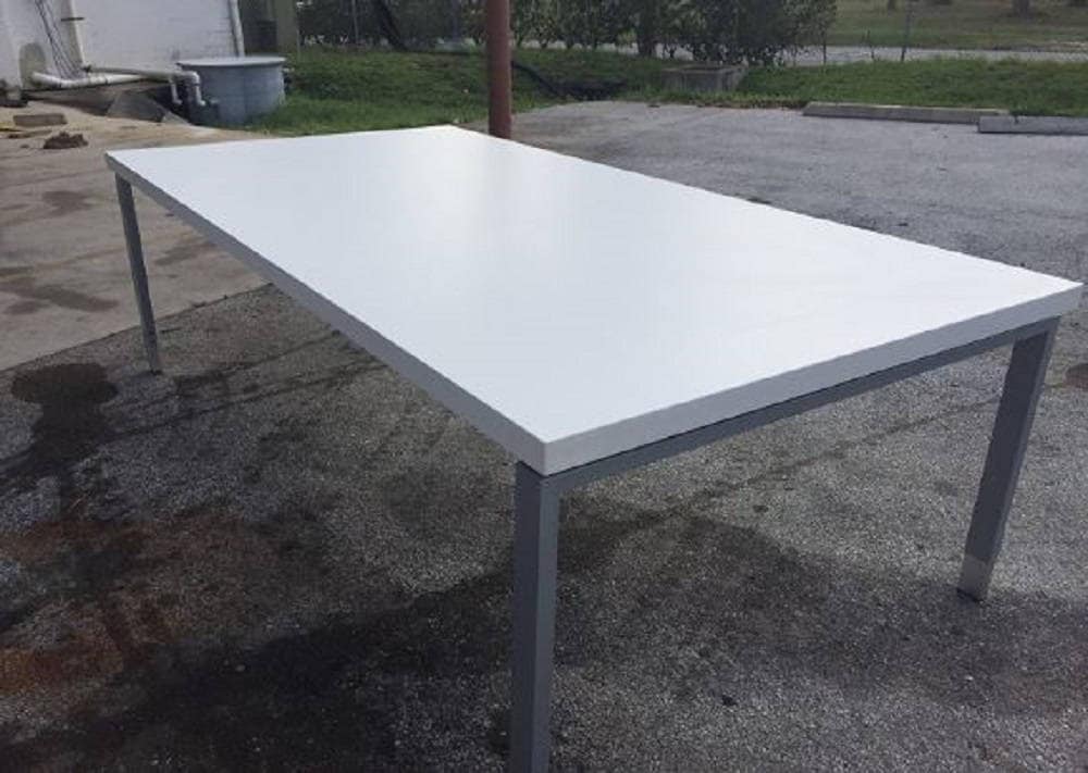 Conference Table White With Silver Legs 2 Thick 8' - Etsy